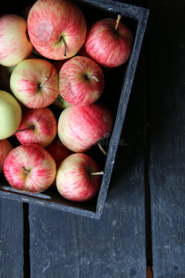 Apples in a Box on a Vintage Table Stock Photo - Image of healthy ...