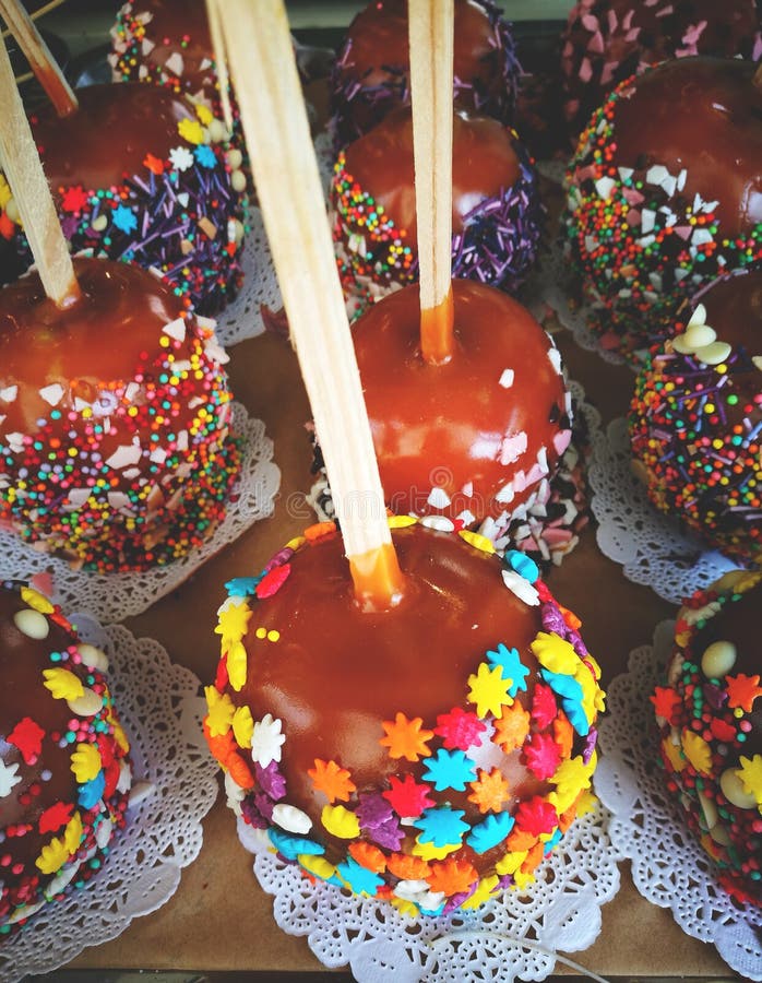 Apples in Caramel on Stick Sweetness Stock Image - Image of sticky ...
