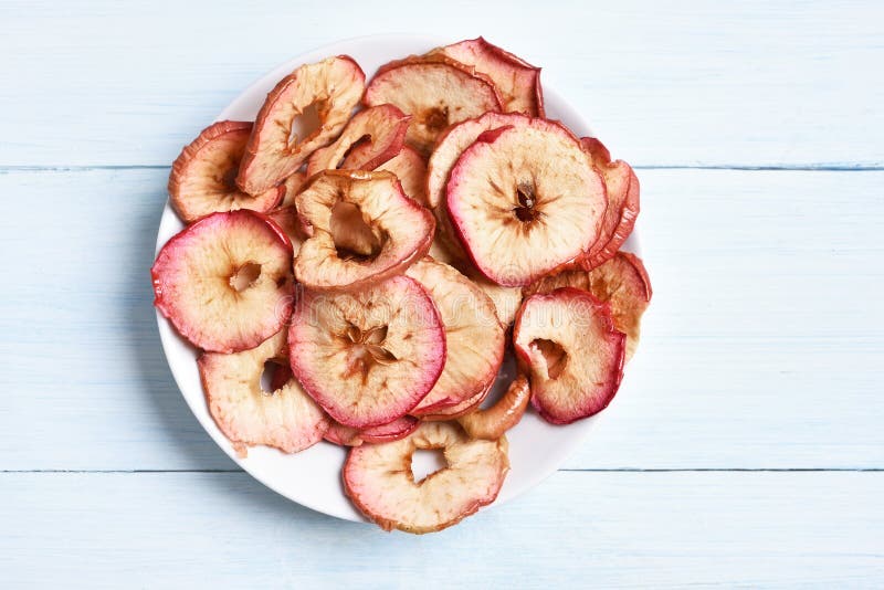 Apples Chips in Bowl, Top View Stock Photo - Image of healthy, homemade ...
