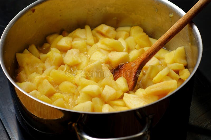 Apples in Cooking Pot Preparing Preparing Stock Photo - Image of ...