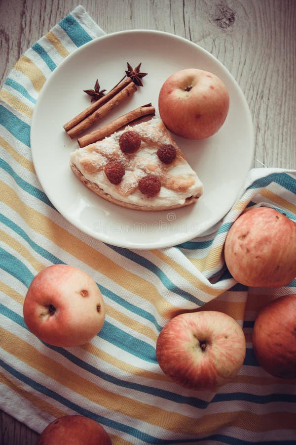 Apples and Cottage Cheese Kish Stock Image - Image of closeup, close ...
