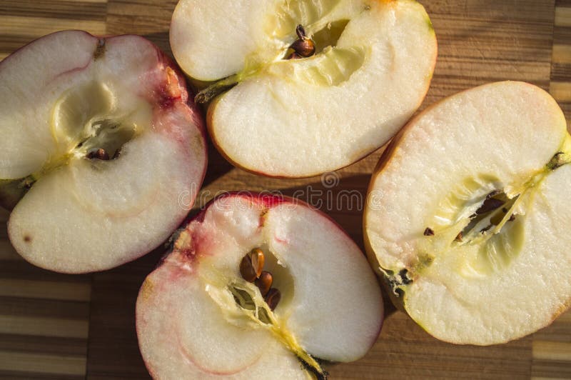 Apples cut in half stock image. Image of appetizer, delicatessen - 63515169