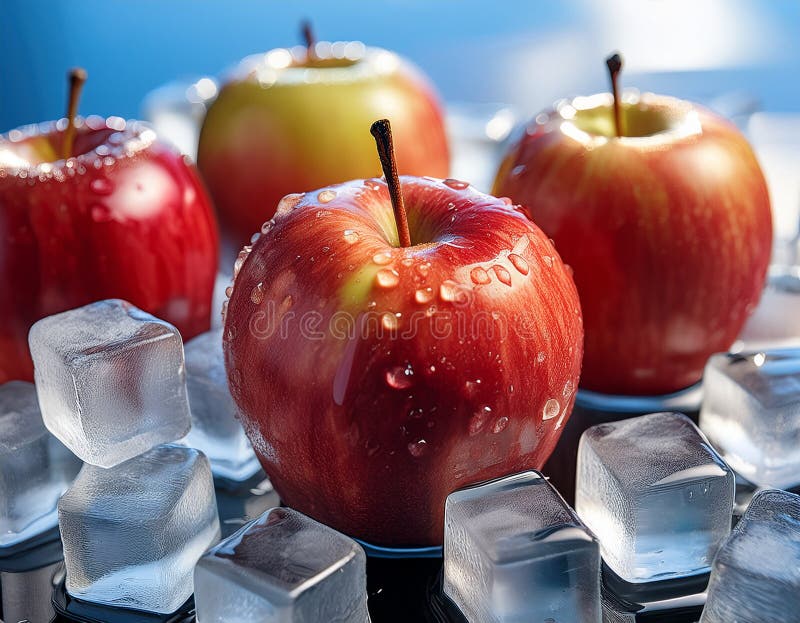 Apples Displayed with Melting Ice Cubes for a Refreshing Summer-themed ...