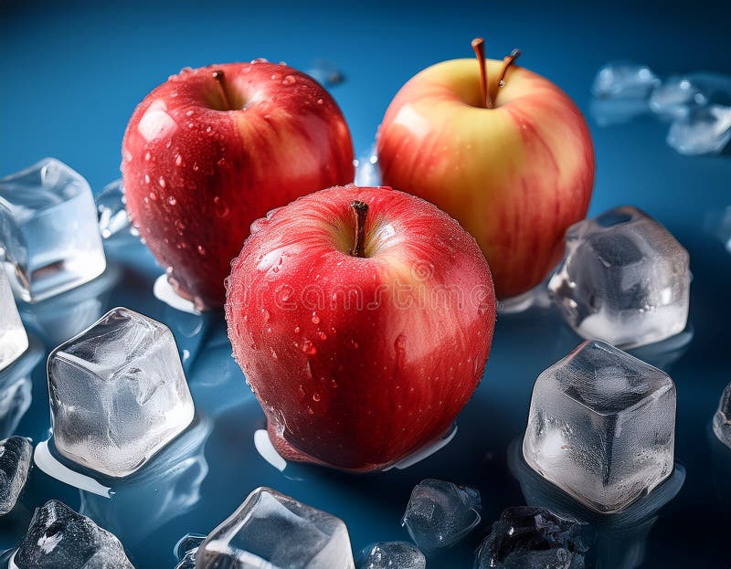 Apples Displayed with Melting Ice Cubes for a Refreshing Summer-themed ...
