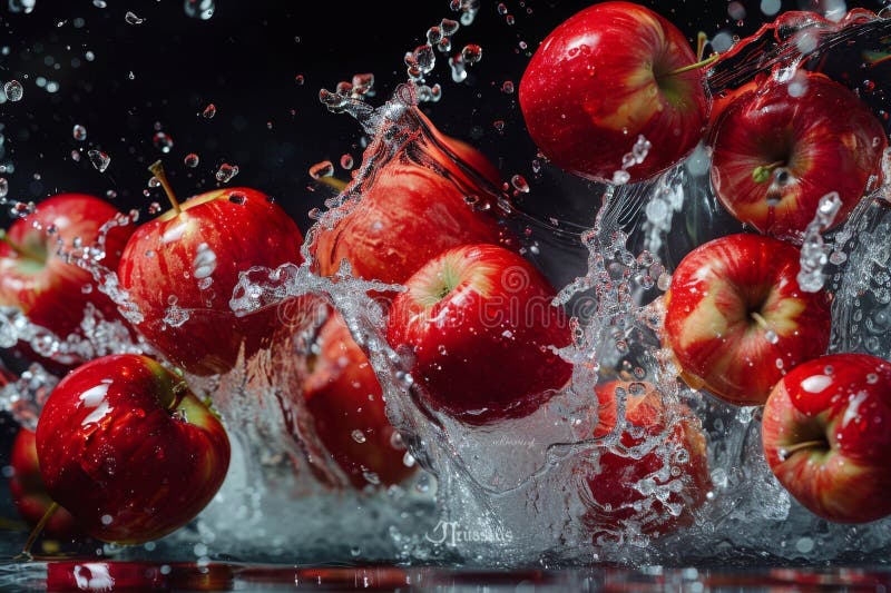Apples Fall in Water, Falling Fruits, Apple Juice Explosion, Copy Space ...