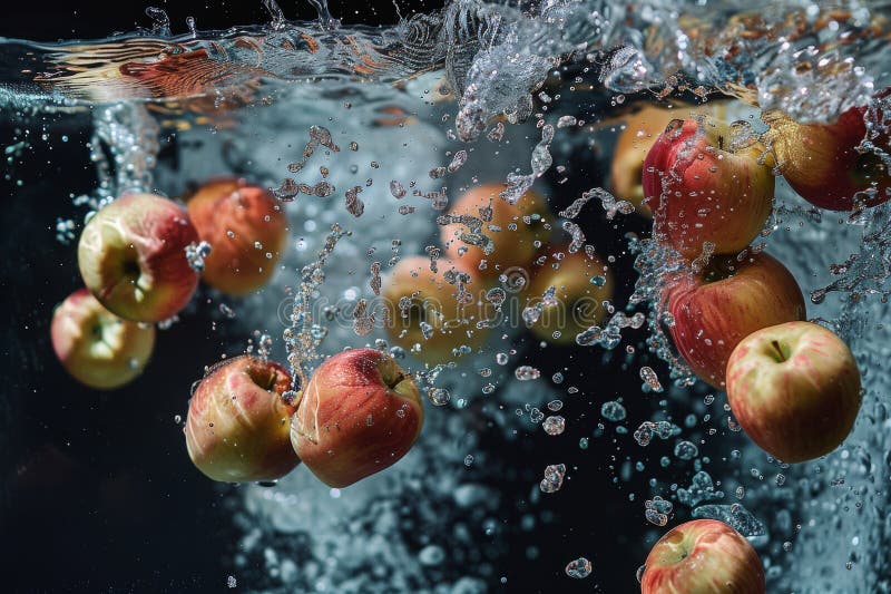 Apples Fall in Water, Falling Fruits, Apple Juice Explosion, Copy Space ...