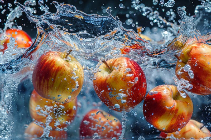Apples Fall in Water, Falling Fruits, Apple Juice Explosion, Copy Space ...