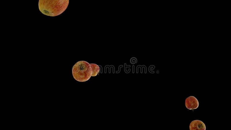 Apples Falling Down on Black Background. Realistic 3d Render Stock ...