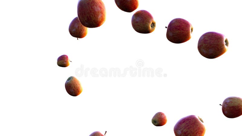 Apples Falling Down on Black Background. Realistic 3d Render Stock ...