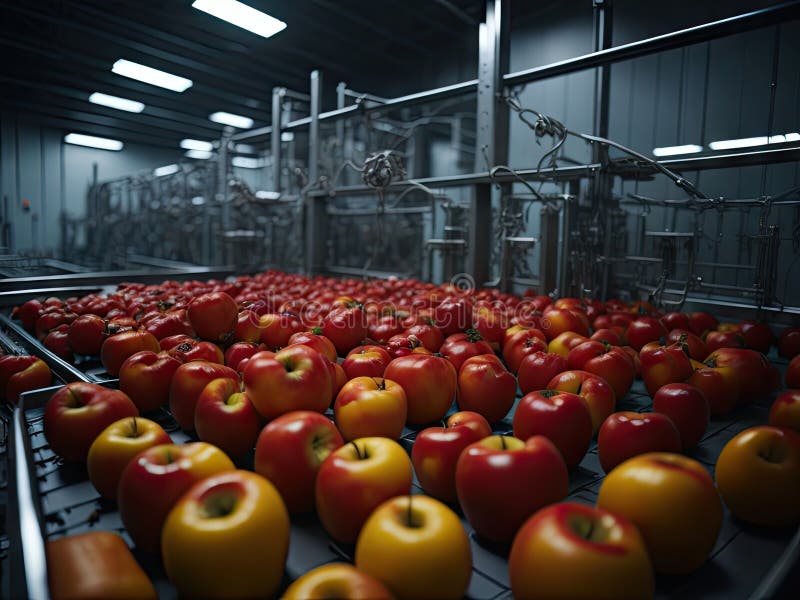 Apples in a Food Processing Facility Clean. Ai Generative Stock ...