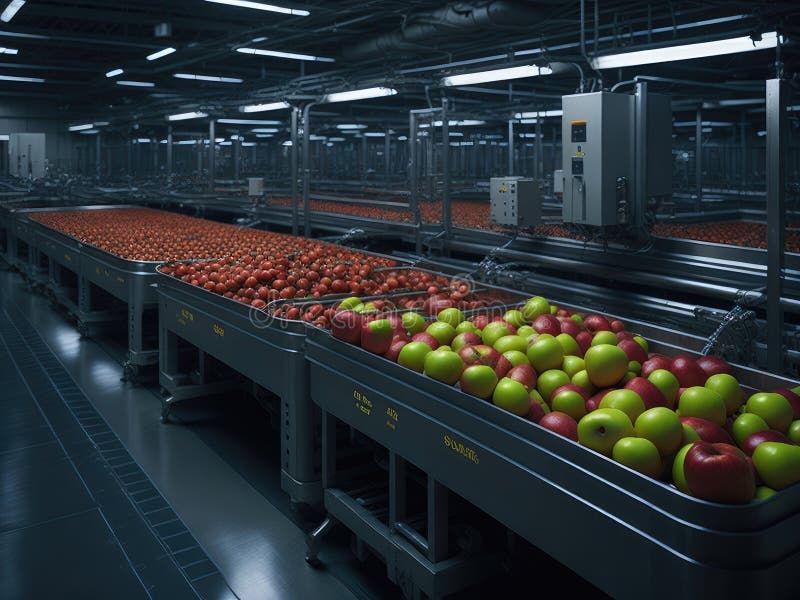 Apples in a Food Processing Facility Clean. Ai Generative Stock ...
