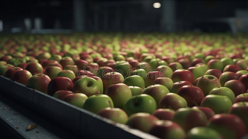 Apples in a Food Processing Facility Clean and Fresh. Generative AI ...