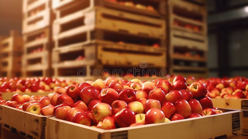 Apples in a Food Processing Facility, Clean and Fresh in Store ...