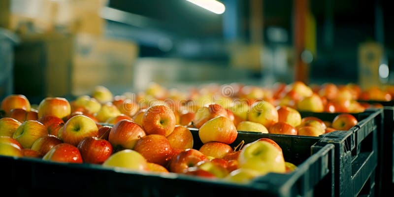 Apples in a Food Processing Facility, Clean and Fresh in Store ...