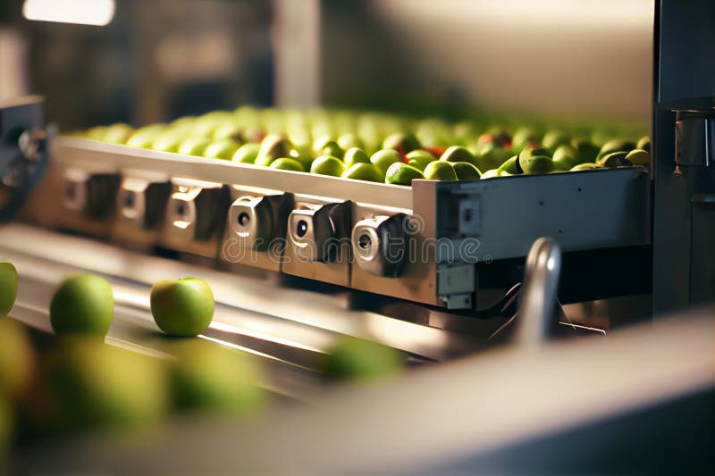 Apples in a Food Processing Facility.generative Ai Stock Illustration ...