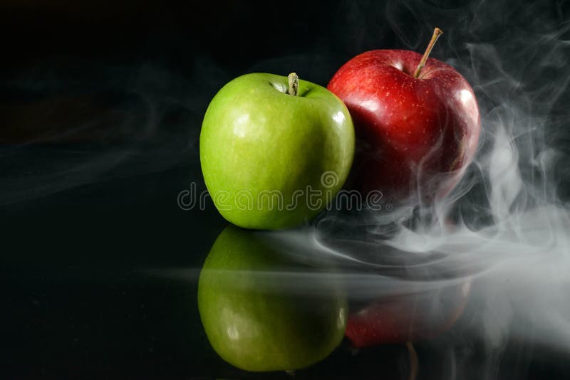 Apples in fragrant smoke stock image. Image of shisha - 168853637