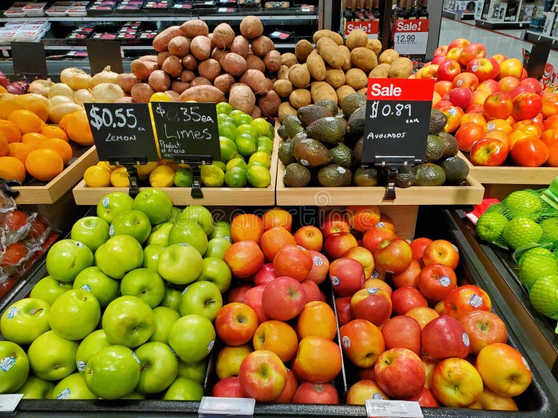 Fruit Store Inside Of Market Hall With Prices Editorial Stock Image ...