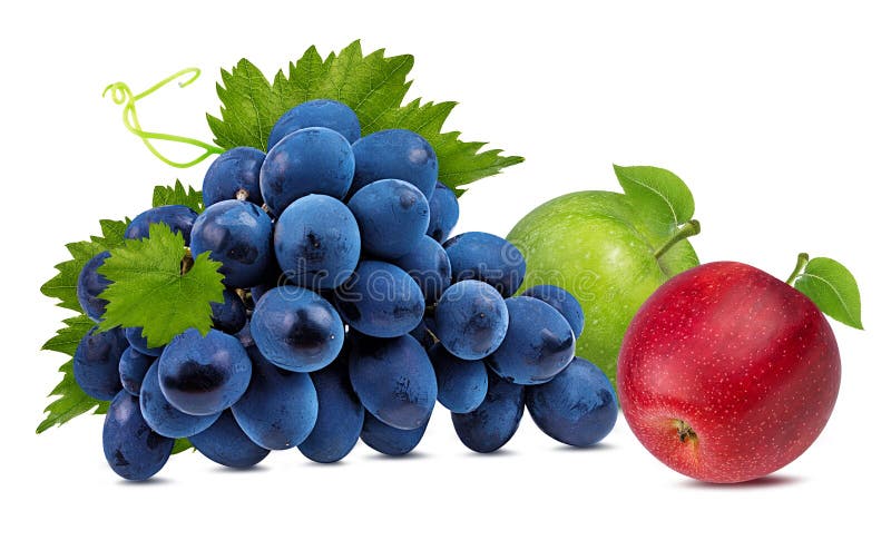 Apples and grapes isolated stock image. Image of color - 109464285