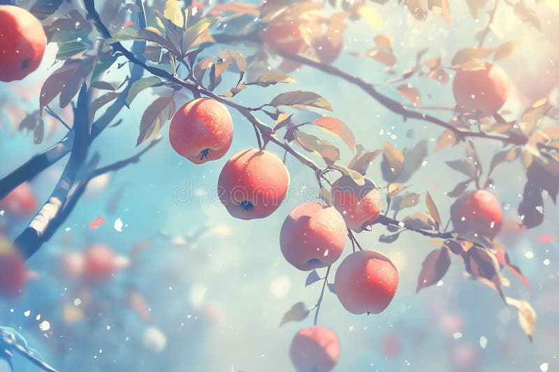 Apples Hanging from a Tree Branch. Stock Image - Image of imperfect ...