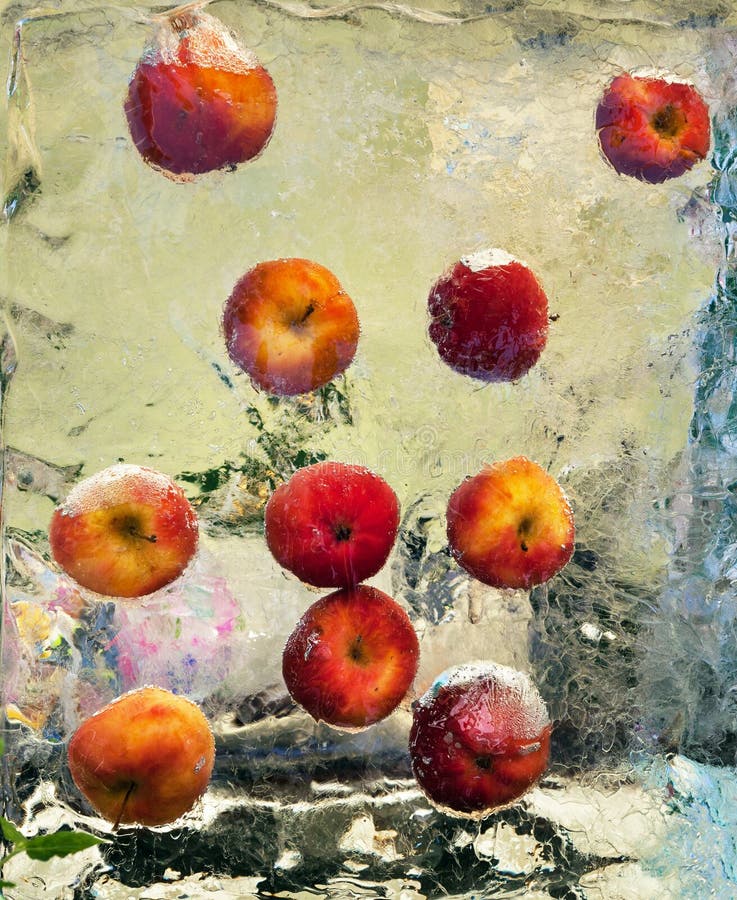 Apples in ice stock image. Image of surface, cold, arctic - 169376367