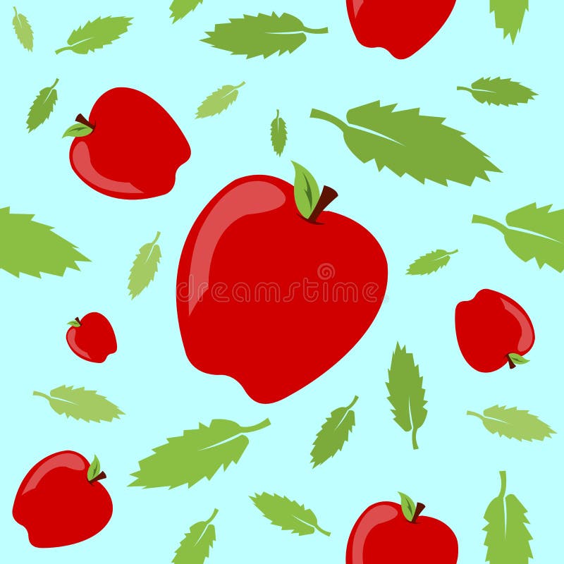 Apples and Leaves Seamless Pattern Stock Illustration - Illustration of ...
