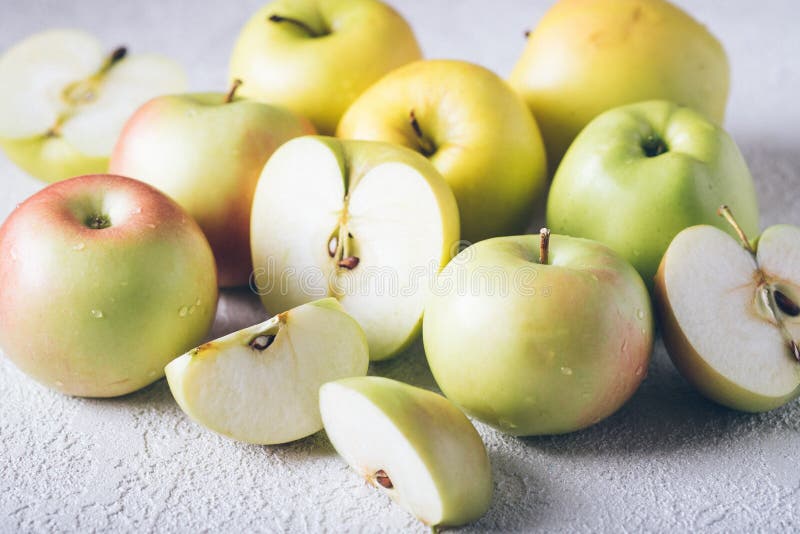 Apples on a Light Background Stock Photo - Image of produce, textured ...