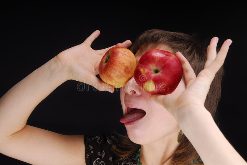 Apples like eyes stock image. Image of hand, beautiful - 4910247