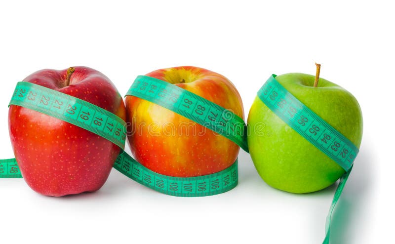 Apples and measuring tape stock image. Image of fitness - 167671145