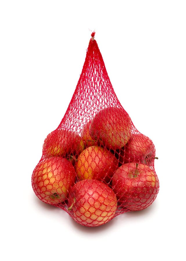Apples Packaged in the Red Net Stock Image - Image of string, full ...