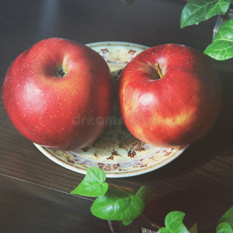 Red Apples on Plate stock image. Image of home, plate - 13162643