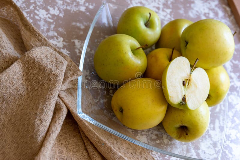 Apples on a Plate on the Table in the Kitchen. Chauntecleer Apples ...