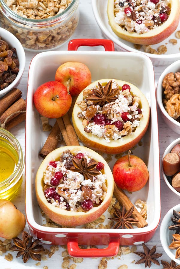 Apples Prepared for Baking, Vertical Top View Stock Image - Image of ...