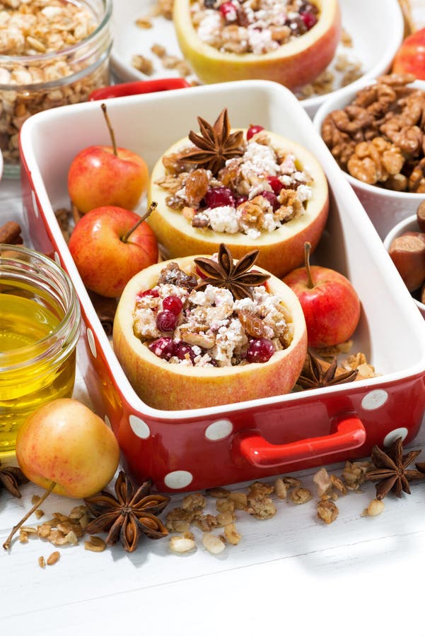 Apples Prepared for Baking on White Background, Top View Stock Image ...