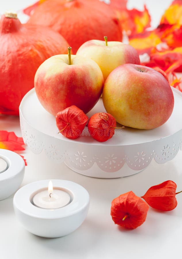 Apples and pumpkins stock image. Image of orange, fall - 26870635