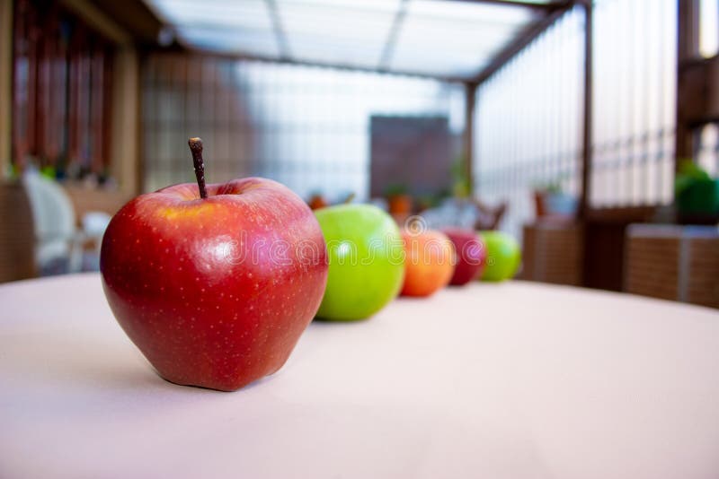 Apples in row stock photo. Image of outstanding, line - 153325470