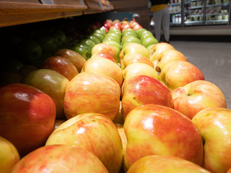 Apples in a Row stock image. Image of produce, city - 211308477