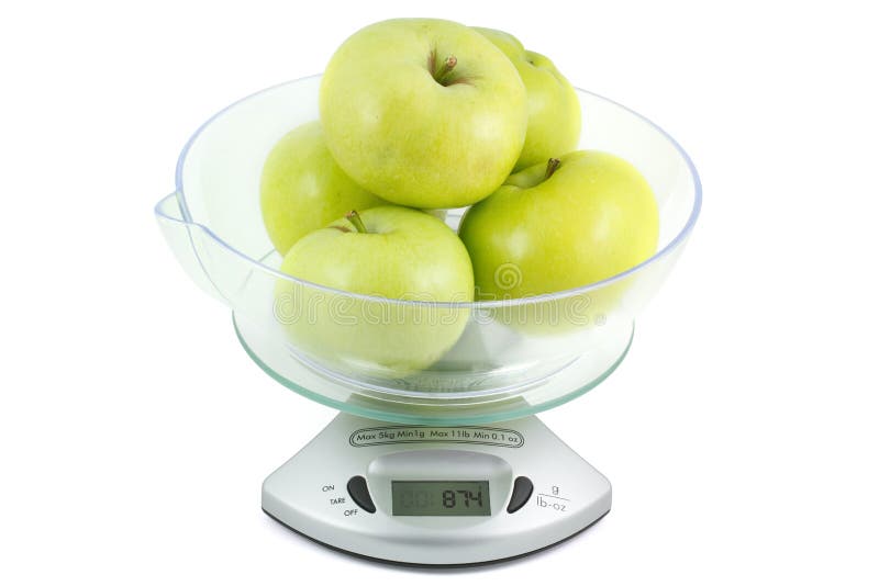The apples on the scales stock photo. Image of dieting - 26098758