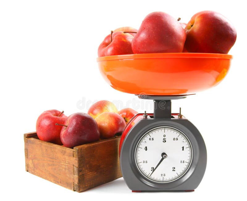 Apples on Scales and in a Box Stock Photo - Image of energy, instrument ...