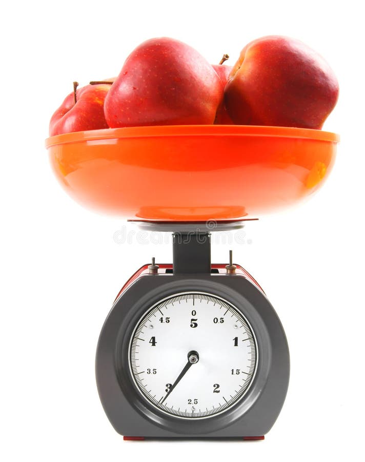 Apples on scales stock photo. Image of instrument, lose - 44809100