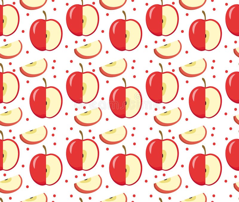 Apples Seamless Pattern Red Apple Endless Background Texture Fruits