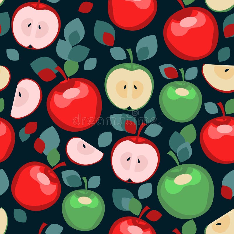 Apples Seamless Pattern stock vector. Illustration of blue - 64991934