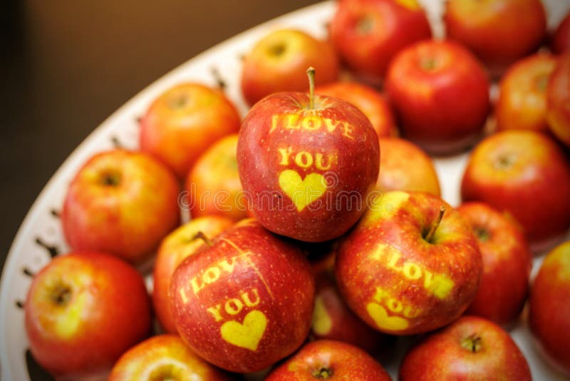 Apples Set with I LOVE YOU Text Stock Photo - Image of sweet, healthy ...