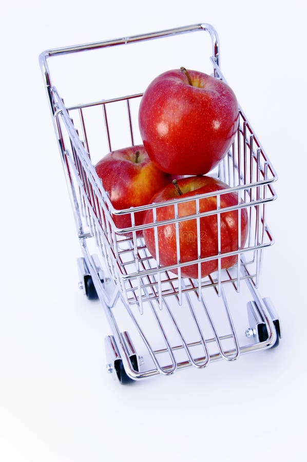 Apples in shopping cart stock photo. Image of white, business - 11945590