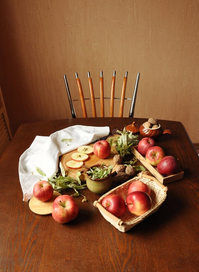 Apples on the Table 3 stock photo. Image of table, cinnamon - 78734938