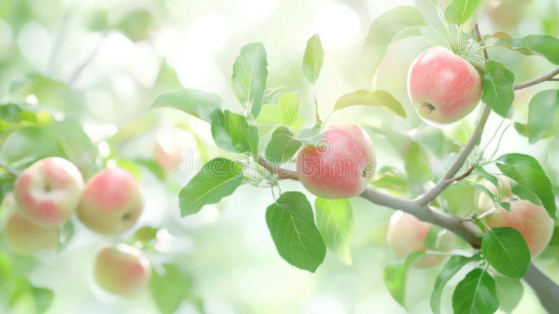 Apples on Tree Branch in Sunlight Stock Image - Image of flora, food ...