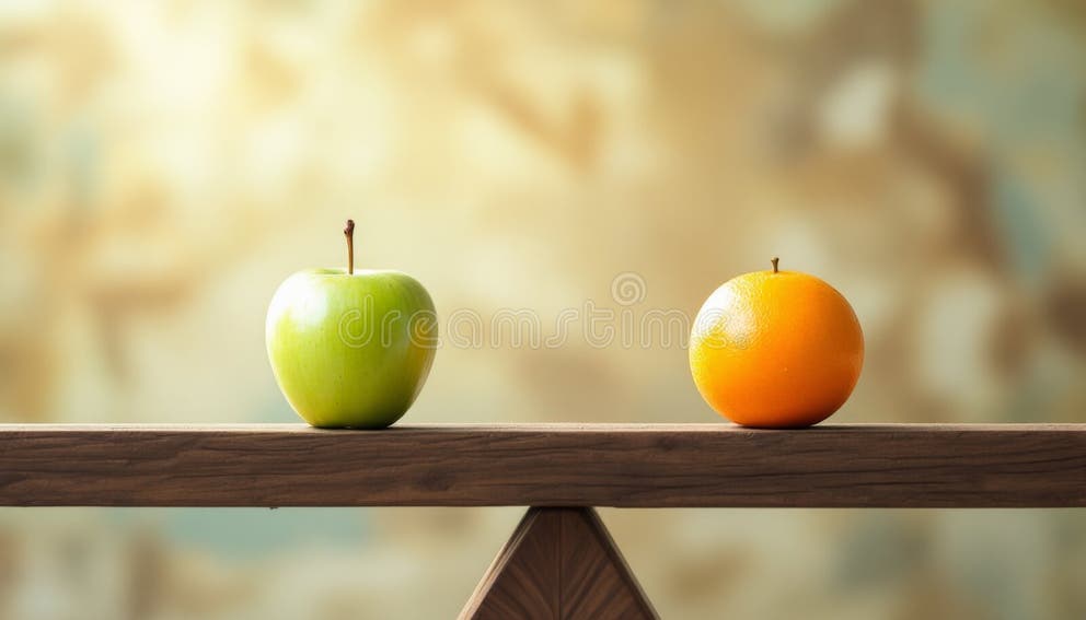 Apples Vs Oranges on Balance Beam, Metaphor Comparison Stock ...