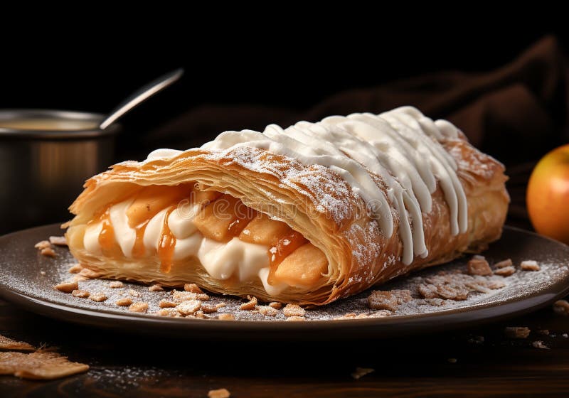 Applestrudel, Typical Austrian Dessert Made with Apple and Puff Pastry ...