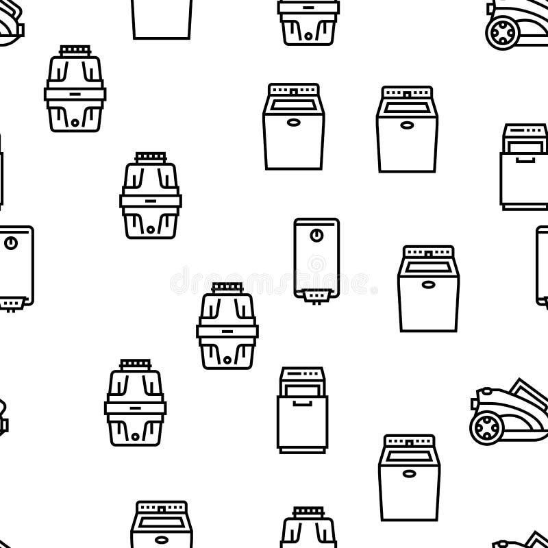 Appliances Domestic Equipment Vector Seamless Pattern Stock Vector ...