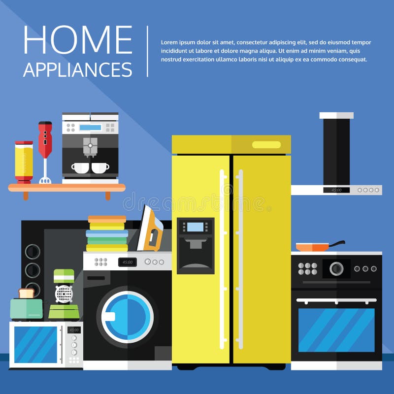 Appliances and Electronics in a Flat Design Stock Vector - Illustration ...