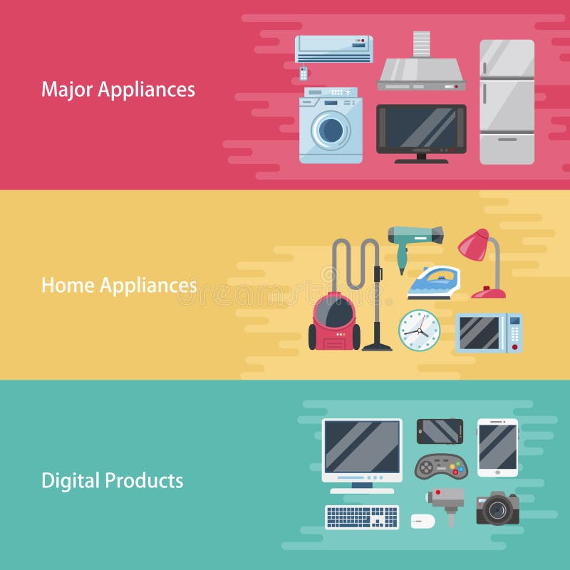 Appliances flat design stock illustration. Illustration of ...